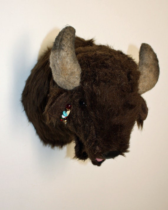 Plush Buffalo Head Cody Small Wall Mount | Etsy