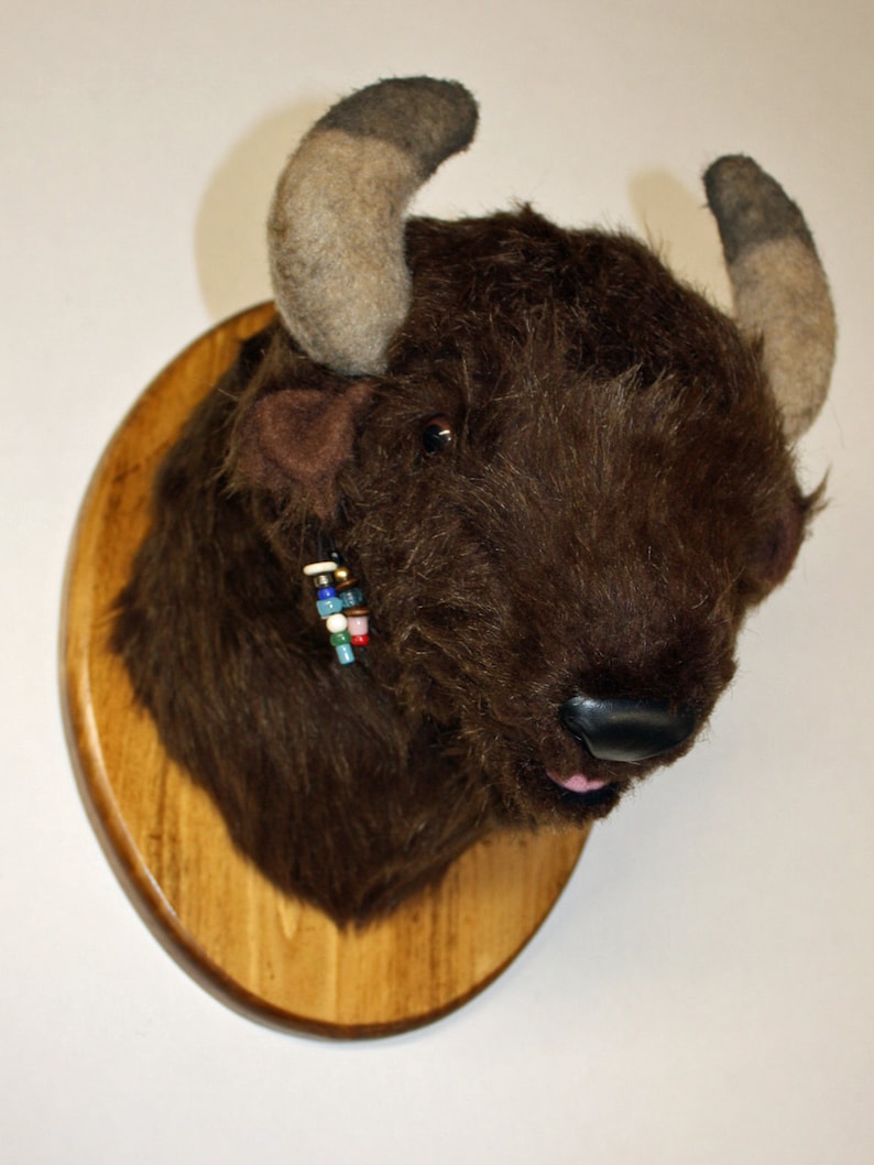 Plush Buffalo Head Cody Small Wall Mount | Etsy