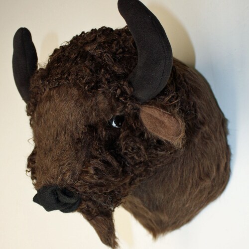 Plush Buffalo Head cody Small Wall Mount - Etsy