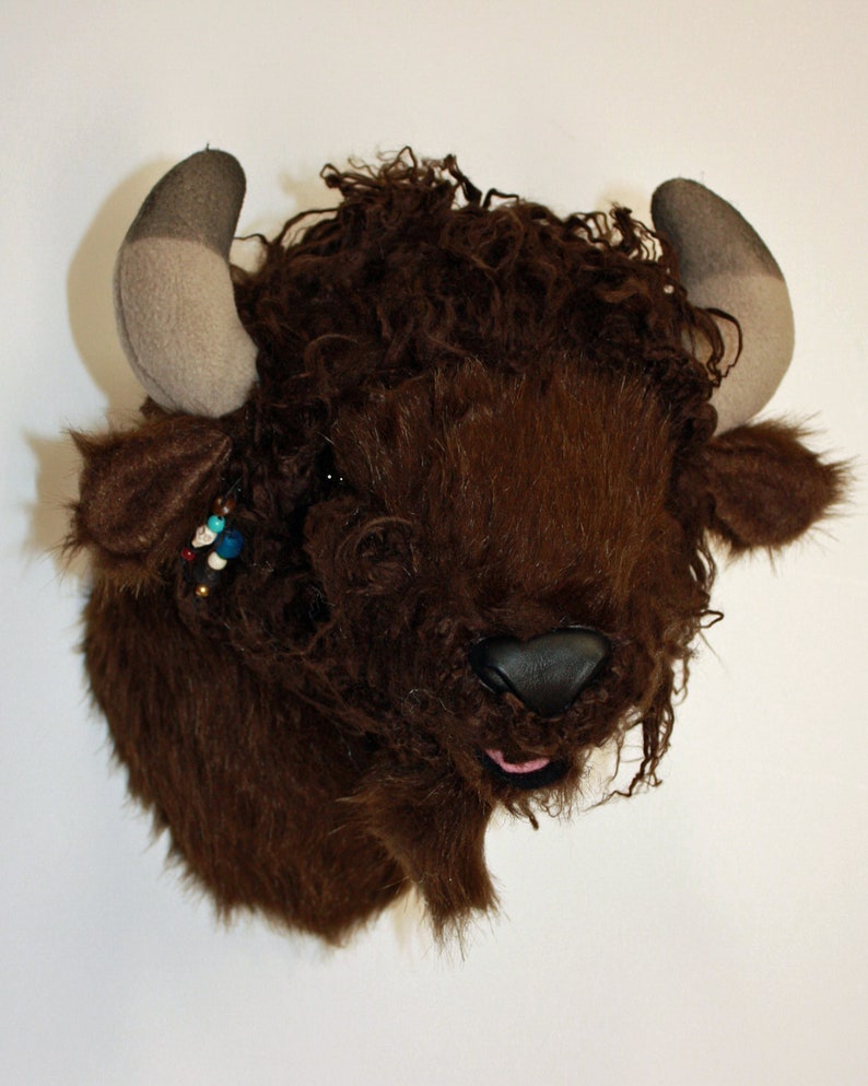 Plush Buffalo Head cody Small Wall Mount - Etsy
