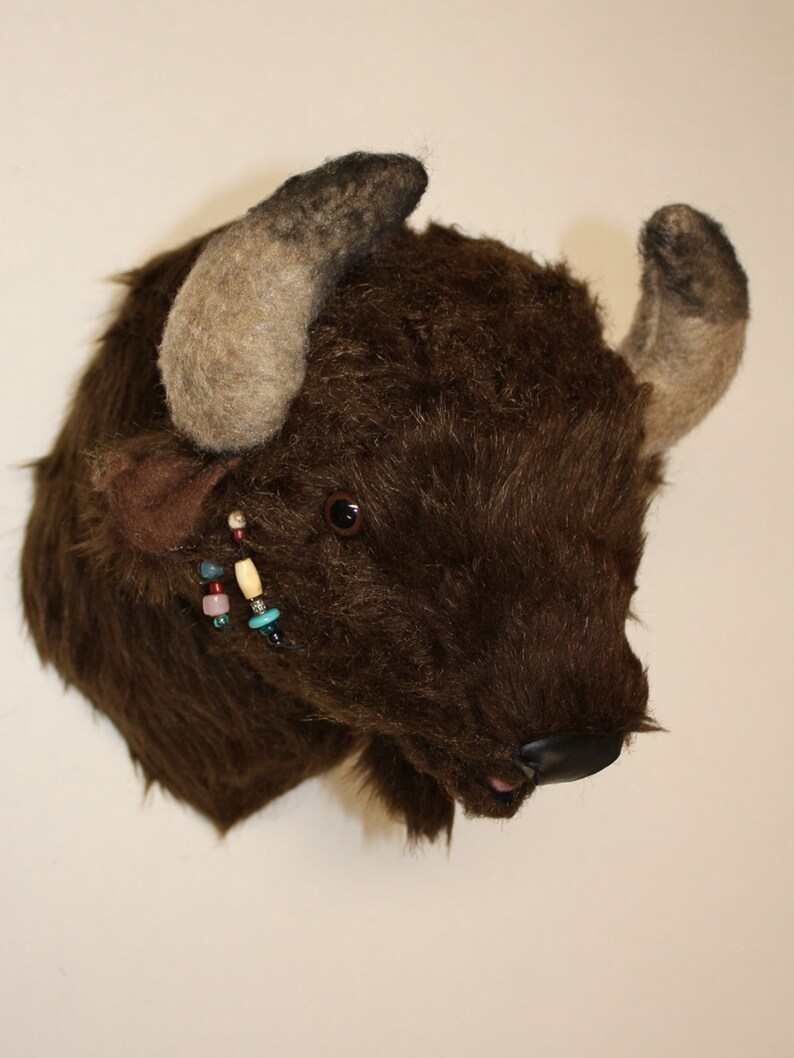 Plush Buffalo Head Cody Small Wall Mount | Etsy