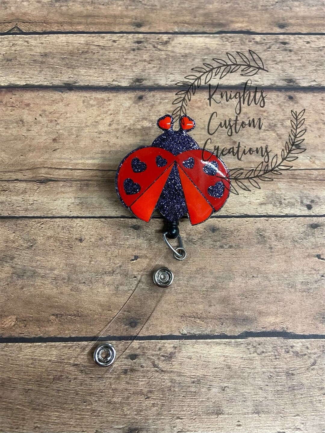 Lady Bug Badge Reel, ID Holder, Retractable Badge Reel, Interchangeable ...