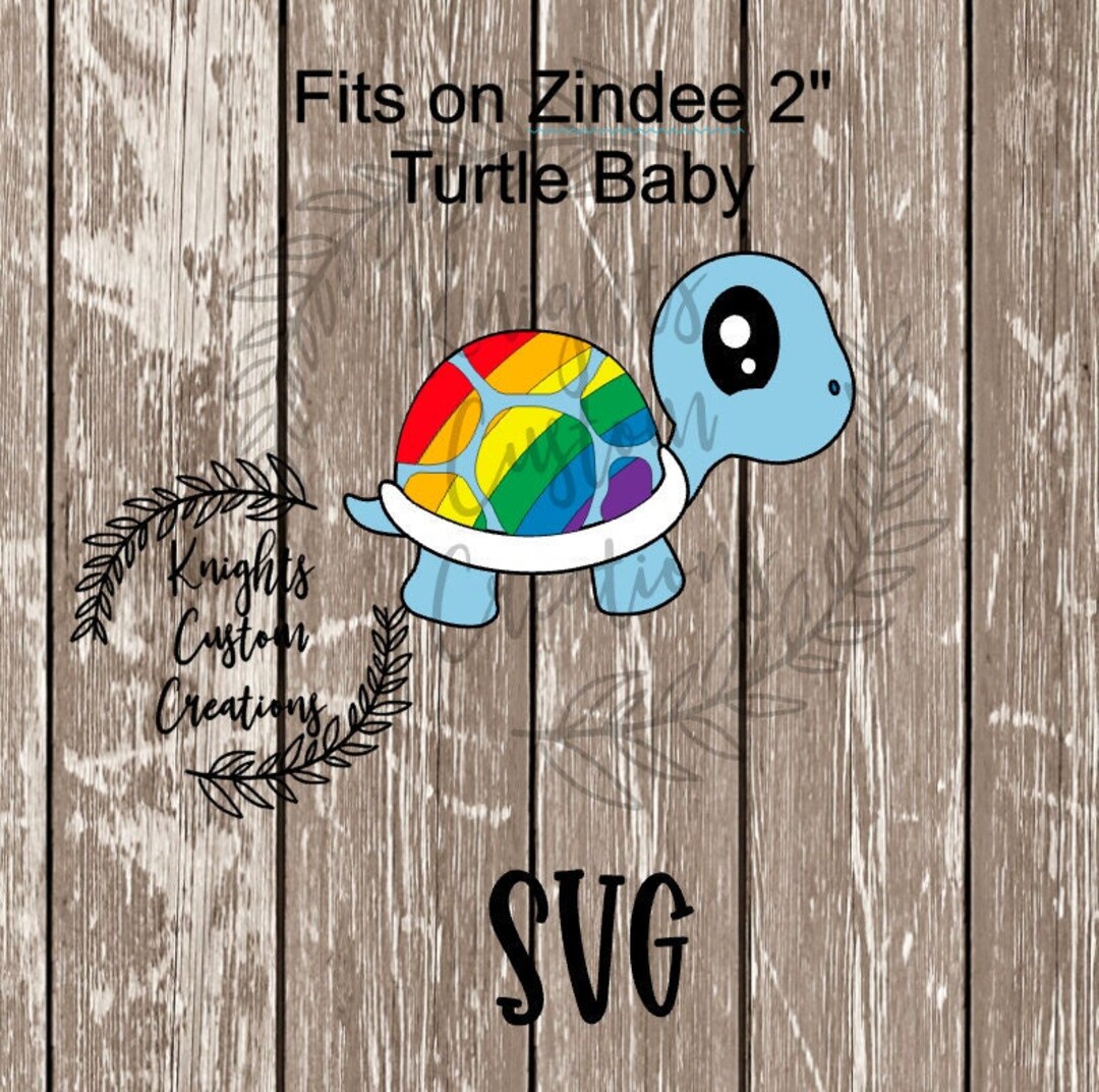 Rainbow Turtle Baby Zindee Acrylic Badge Reel SVG Instant Digital ...