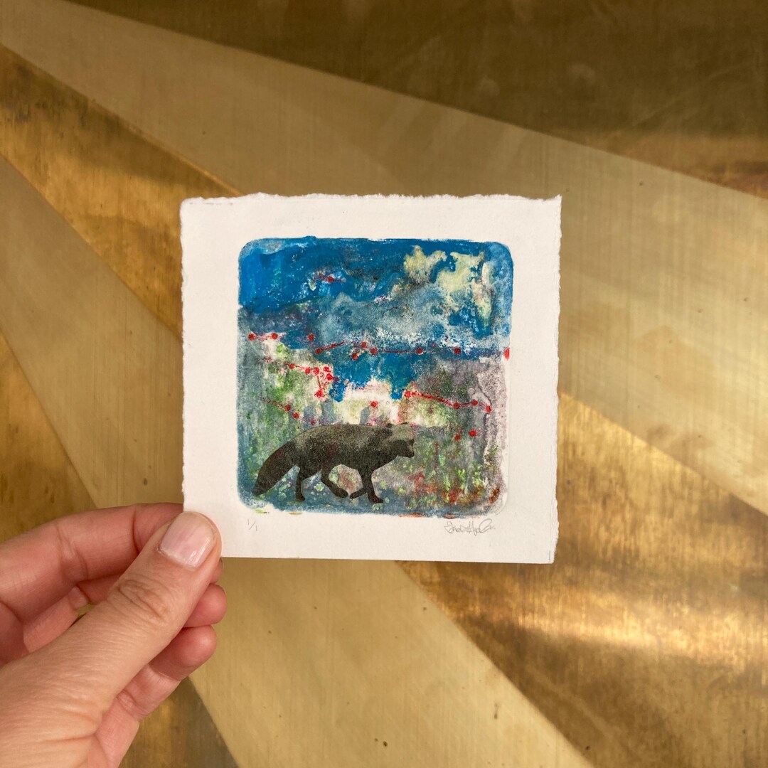Small Square Wall Art, Animal Art, Fox Collage, Fox Art, Little Blue ...