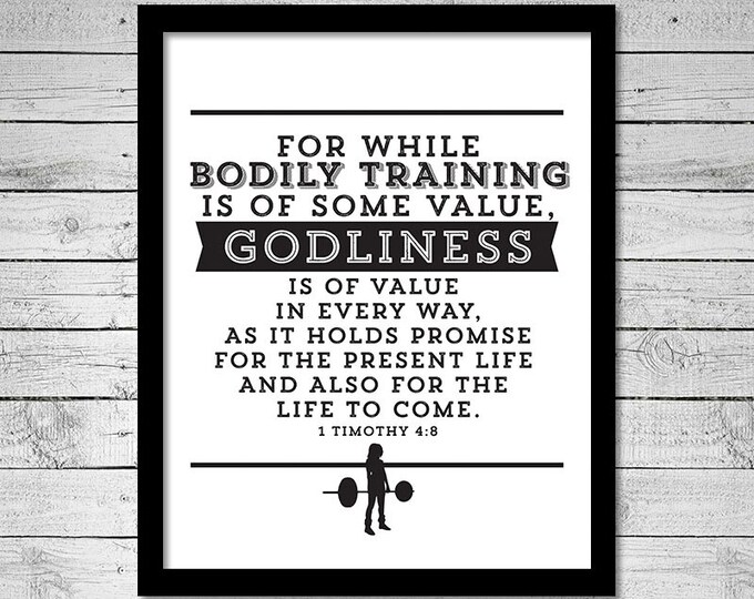 1 Timothy 4:8 Training Crossfit Quote Scripture Typography - Etsy