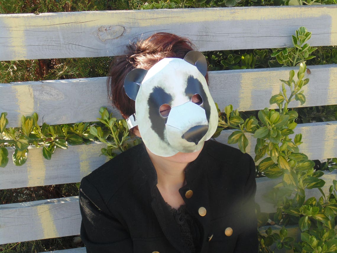 Panda Mask PRINTABLE. Panda Mask Pattern. DIY Papercraft Panda - Etsy