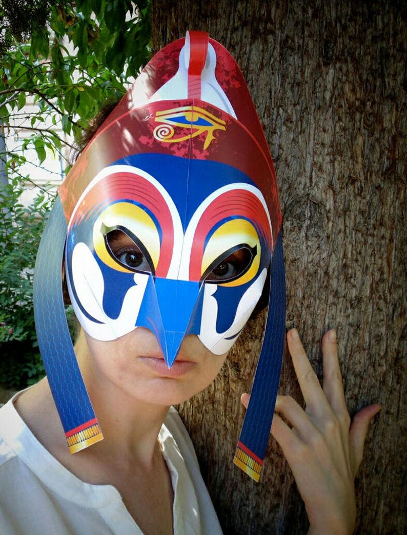 Horus mask PRINTABLE pattern. Egyptian mask. Egyptian party | Etsy