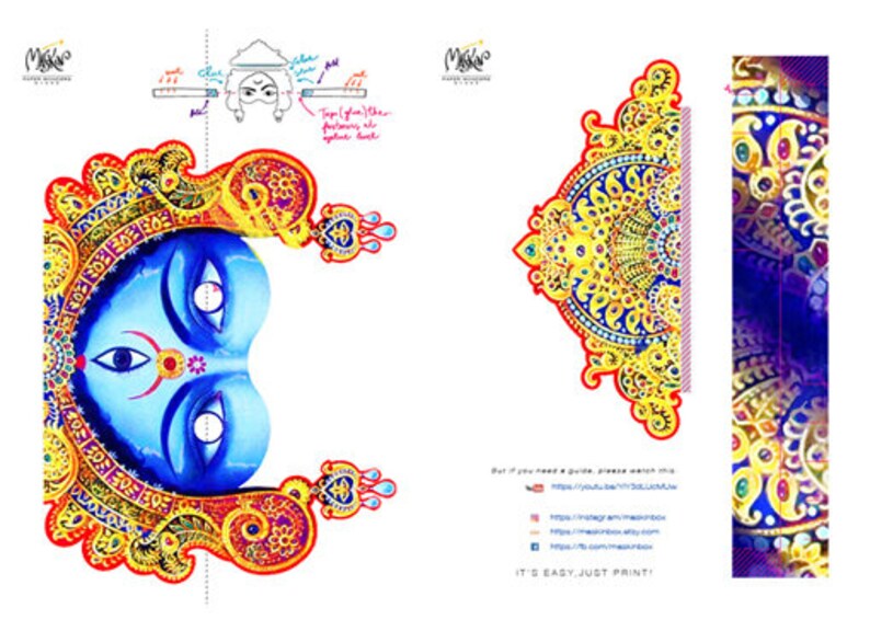 Kali Mask PRINTABLE. Kali Ma. Kali Goddess. Indian Goddess - Etsy