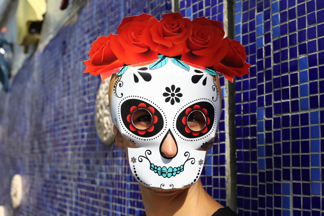 Sugar Skull Mask PRINTABLE Pattern. Day of the Dead Mask. Calavera Mask ...