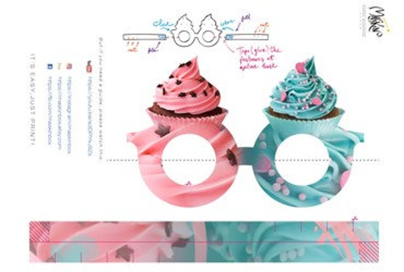 Cupcake Mask. Cupcake Party Decorations. Cupcake Glass Mask. - Etsy