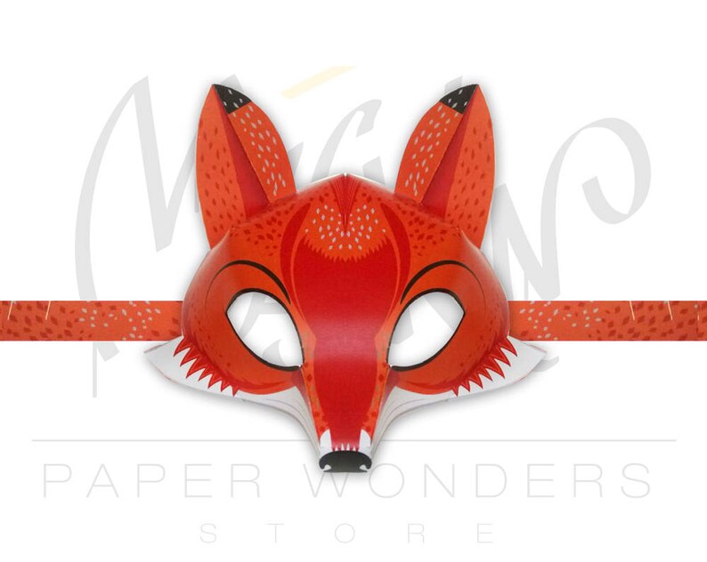 Fox mask pattern. Fox mask DIY. Fox PRINTABLE mask for kids. | Etsy