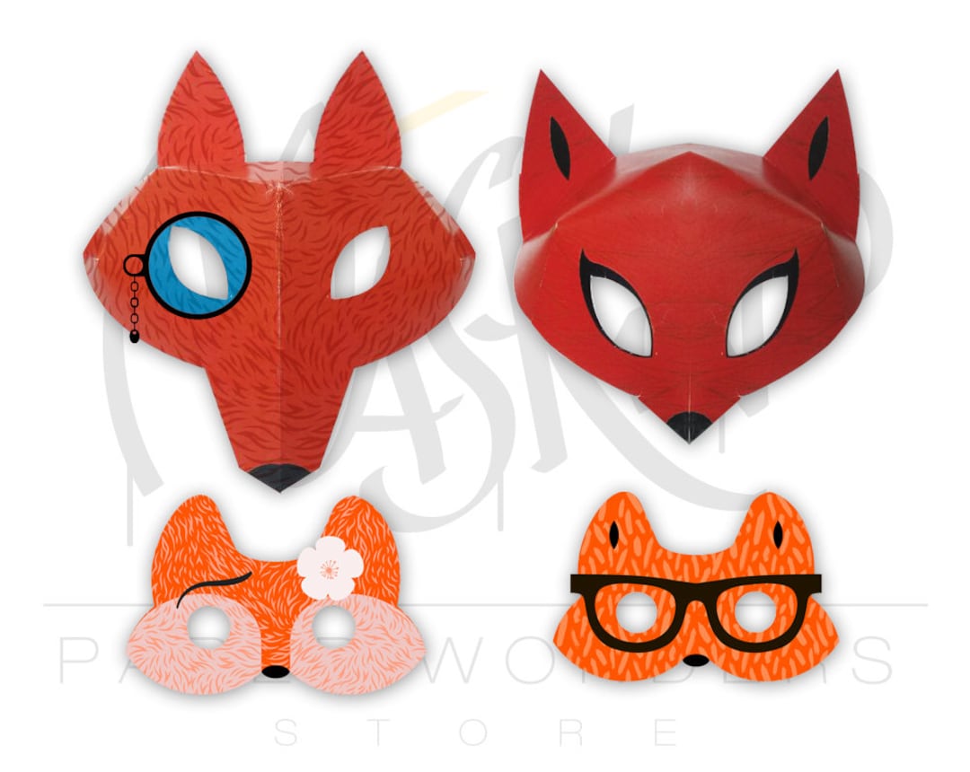 Fox Mask PRINTABLE. Fox Masquerade Mask. Couple Masks. Fox Party Favors ...
