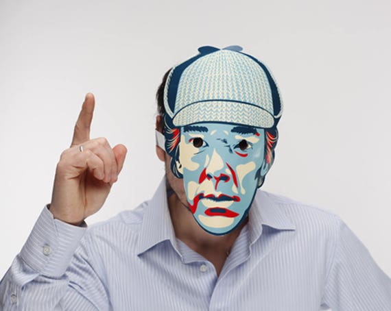 Sherlock Holmes mask. Detective party. Paper mask. Mens | Etsy