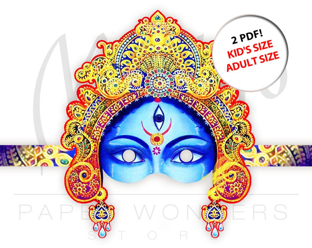 Kali Mask PRINTABLE. Kali Ma. Kali Goddess. Indian Goddess Costume ...