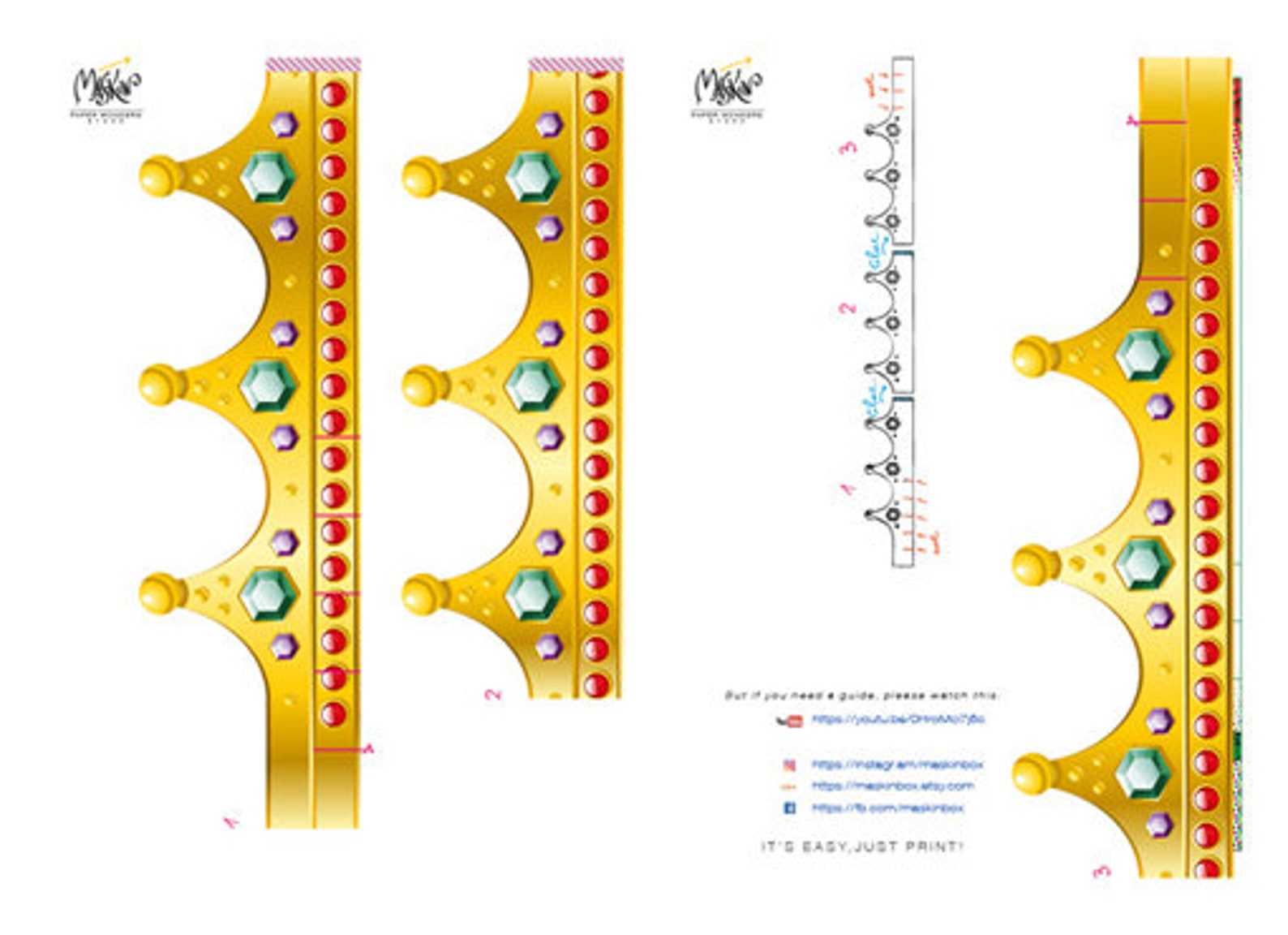 Paper Crown Printable Paper Crown Template Gold Crown Queen Etsy