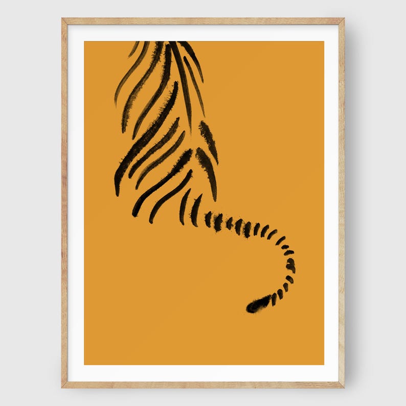 Abstract Tiger Ink Painting: Modern Watercolor Jungle Bengal Animal ...