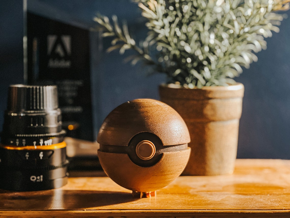Minimal Wooden Pokeball | Hand-finished 3D Printed Wood - Etsy