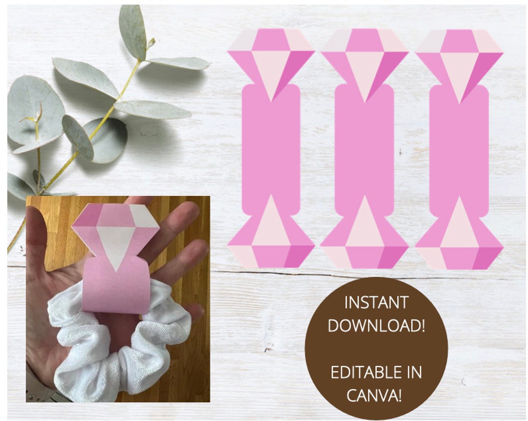 Bachelorette Ring Scrunchie Template, Diamond Tag Hair Scrunchy ...