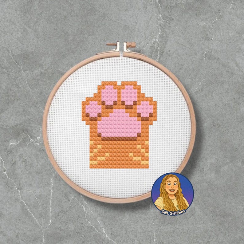 Orange Cat Paw Mini Cross Stitch Pattern (PDF Pattern) - Etsy