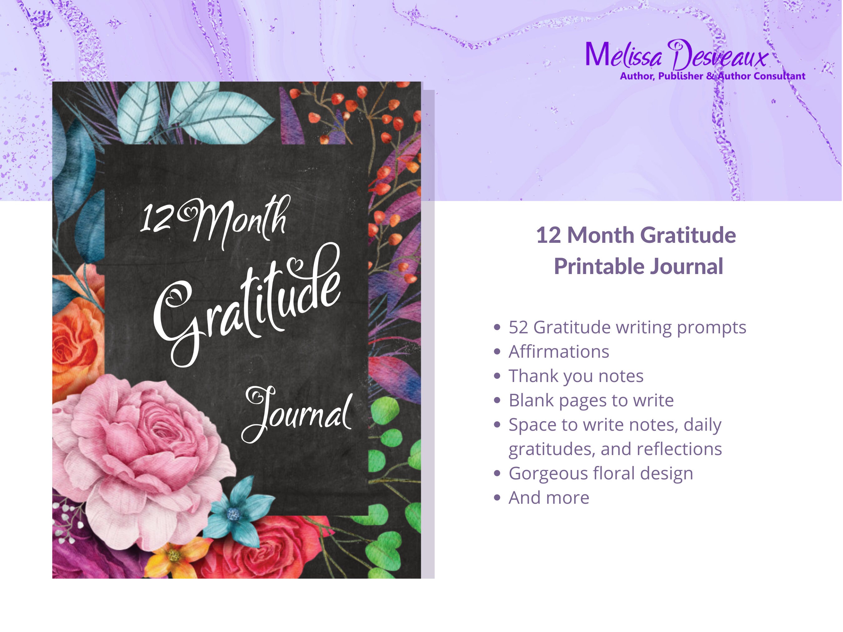 12 Month Gratitude Journal Printable - Etsy