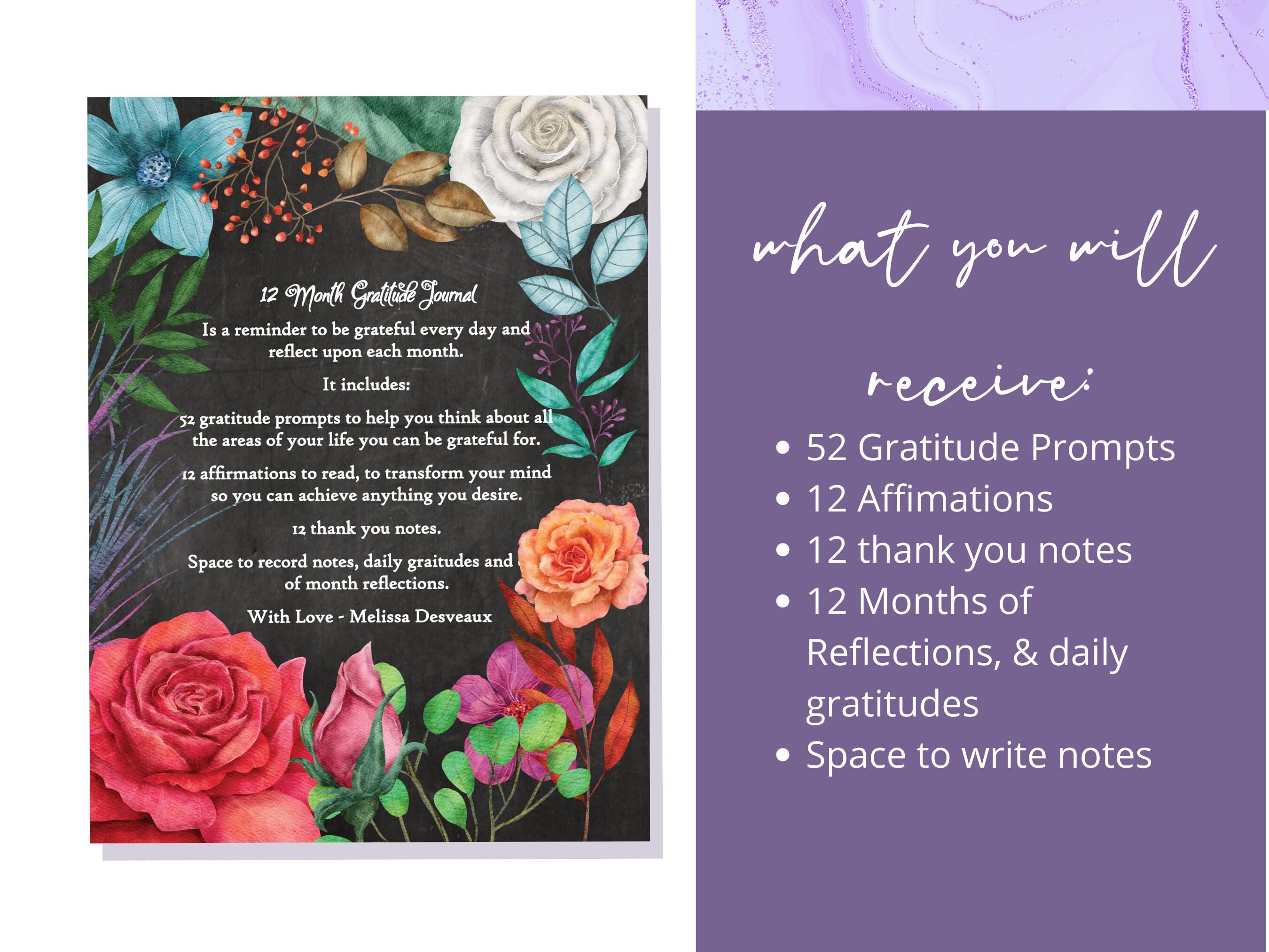 12 Month Gratitude Journal Printable - Etsy