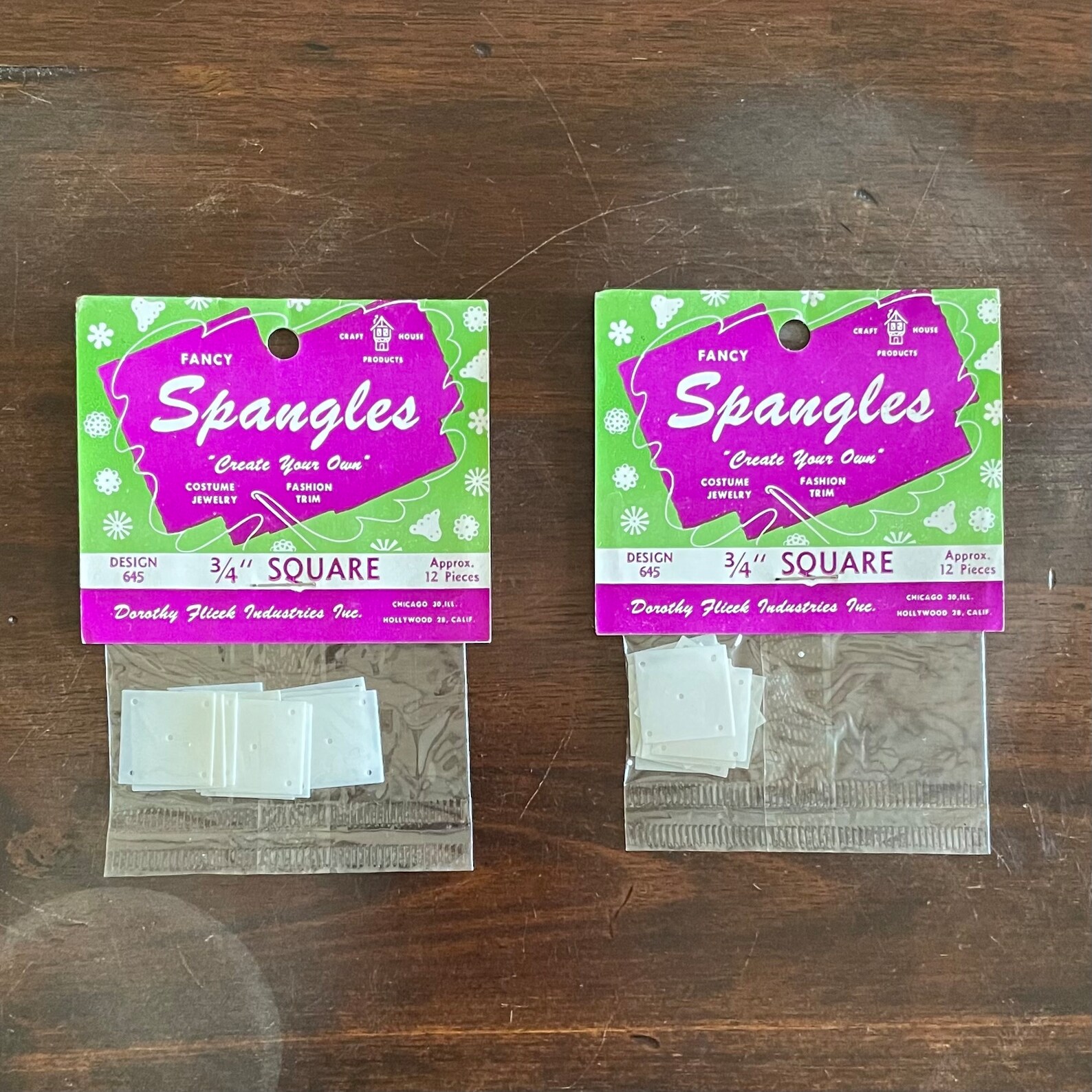 White Square Spangles Sequins, 5 Hole Large Fancy, Dorothy Flicek ...