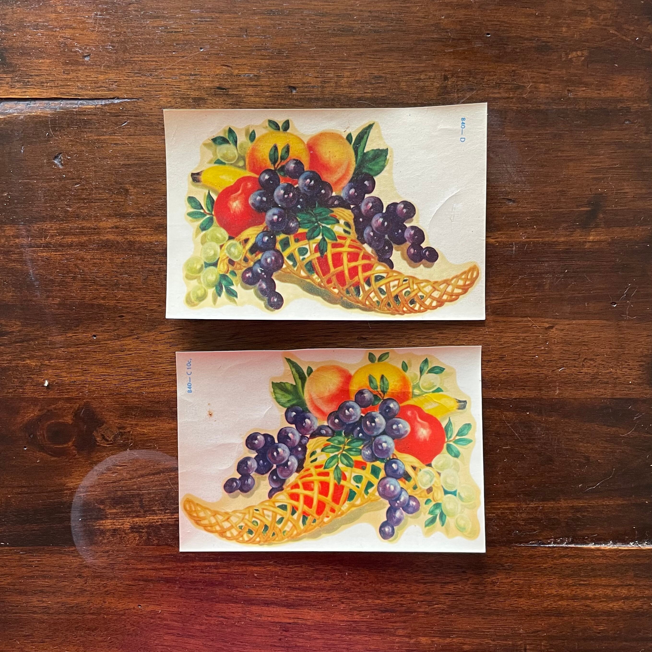 One Fruit Cornucopia Water Slide Decals C.1950s, Vintage Kitchen Garden ...