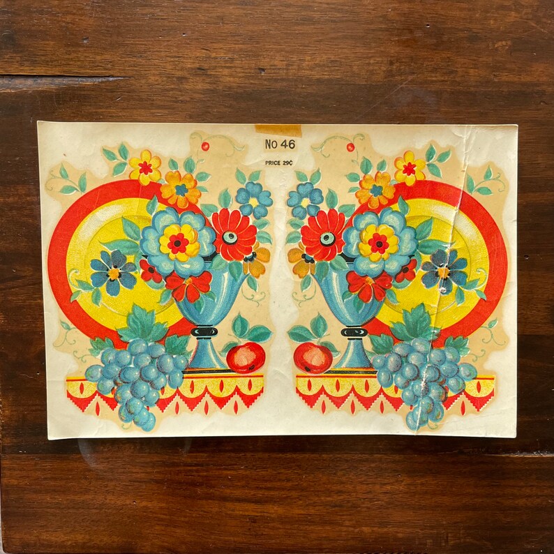 Floral Still Life Water Slide Decals C.1950s, Vintage Kitchen Garden ...