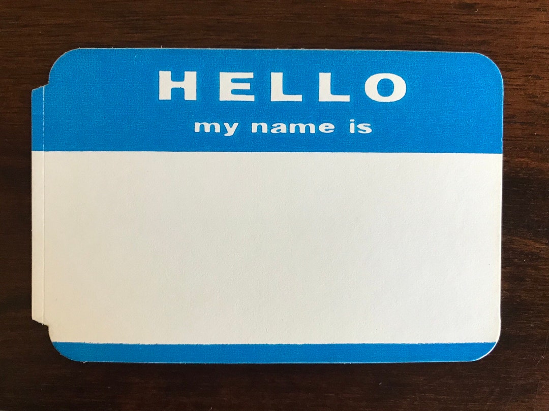 Hello My Name is Sticker, Blue White Self Adhesive Tag, Paper Name ...