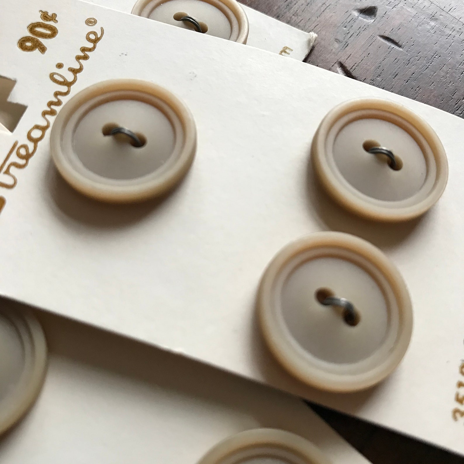 Tan Round Plastic Buttons on Original Card, 2 Holes, 3/4, Streamline ...