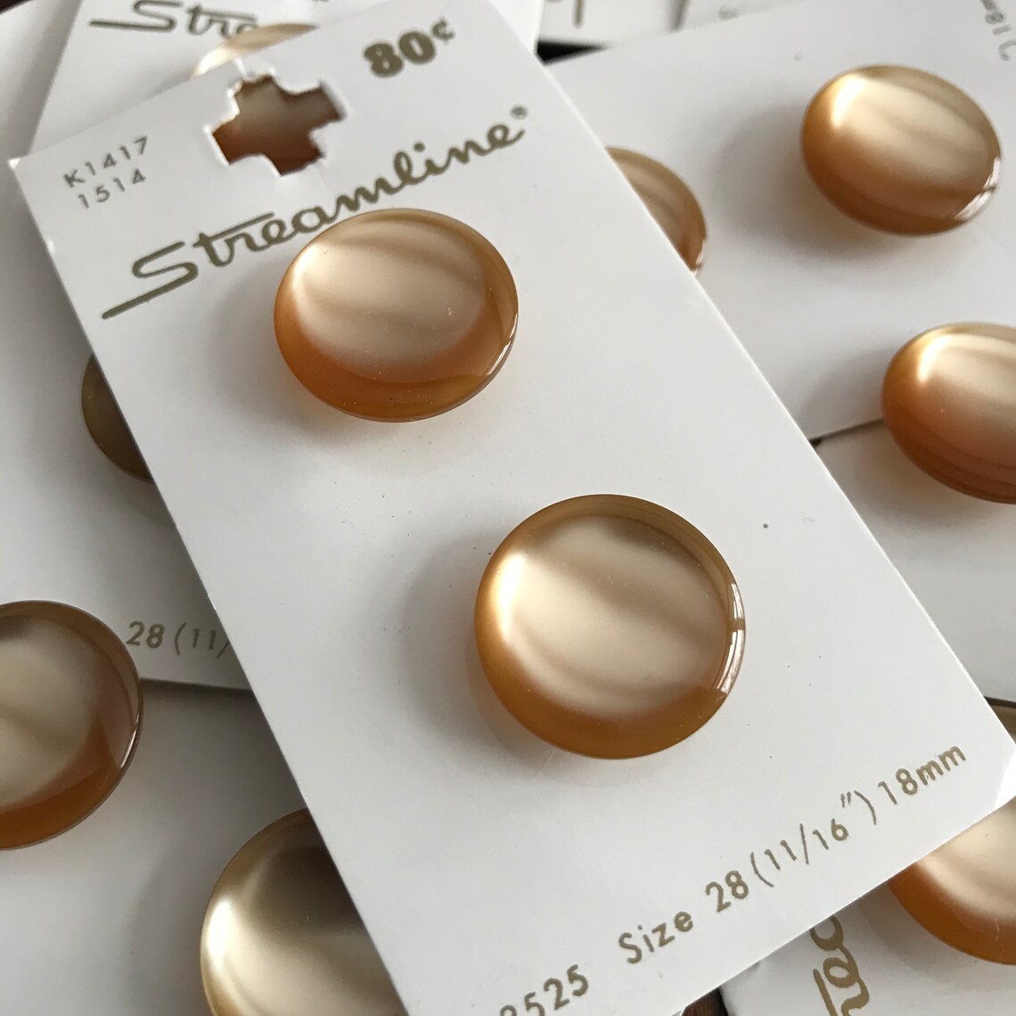 Round Champagne Buttons on Original Card Beige Pearlized - Etsy