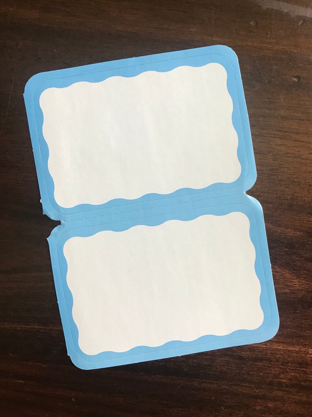 Blue Border Labels, C.1980s, Set of Two Self Adhesive, Peel and Stick ...