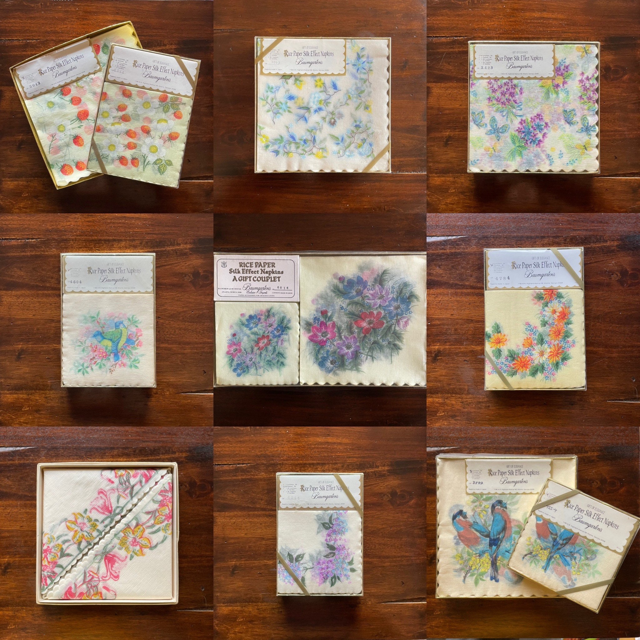 Silk Effect Paper Napkins, Made in Japan C.1960s, Cocktail, Decopage ...