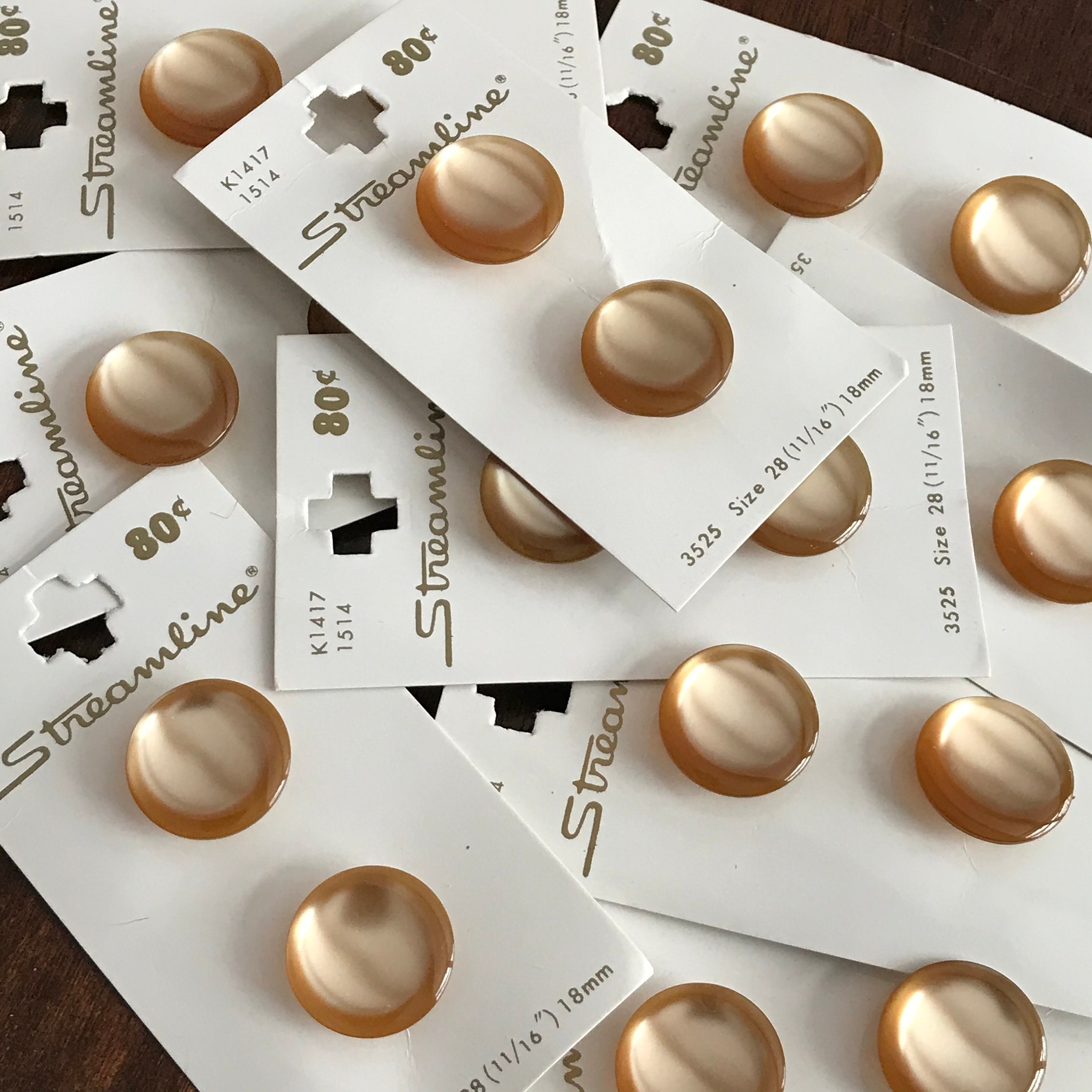 Round Champagne Buttons on Original Card Beige Pearlized - Etsy