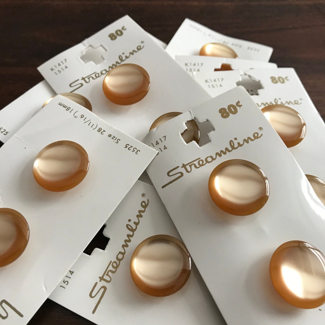 Round Champagne Buttons on Original Card Beige Pearlized - Etsy