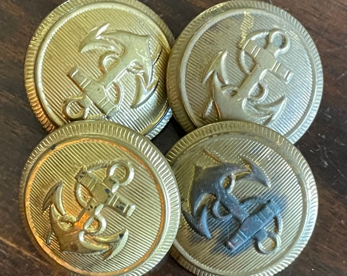 Anchor Navy Round Buttons, Gold, 3/4, Le Chic Made in Japan C.1970s ...