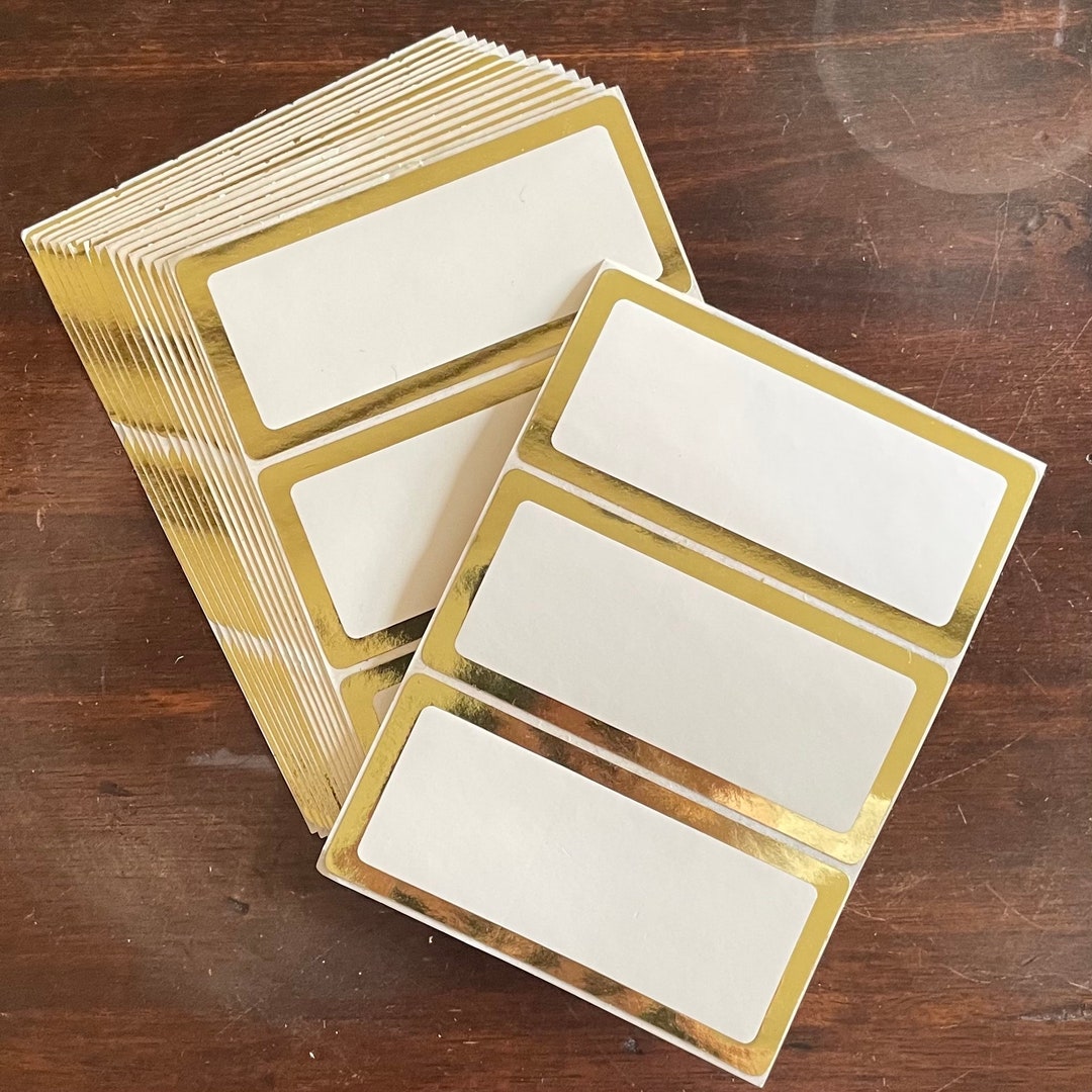 Gold Border Labels, C.1980s, Set of Three per Sheet, Self Adhesive ...