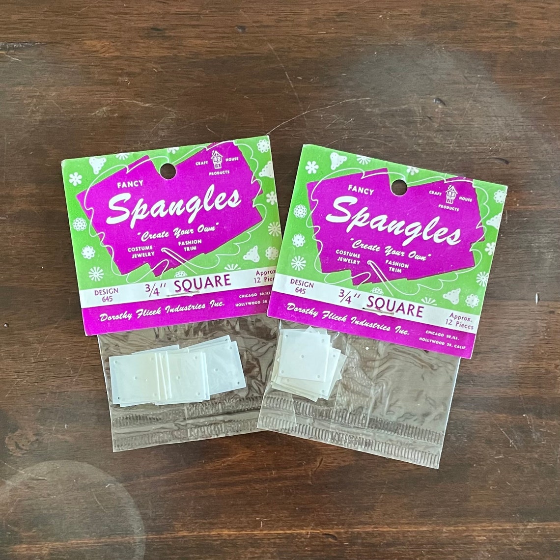 White Square Spangles Sequins, 5 Hole Large Fancy, Dorothy Flicek ...