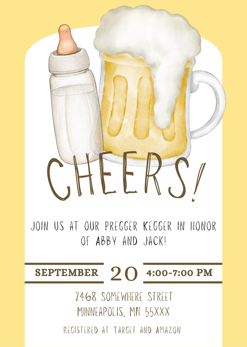 Cheers! Pregger Kegger Invitation Template - Etsy