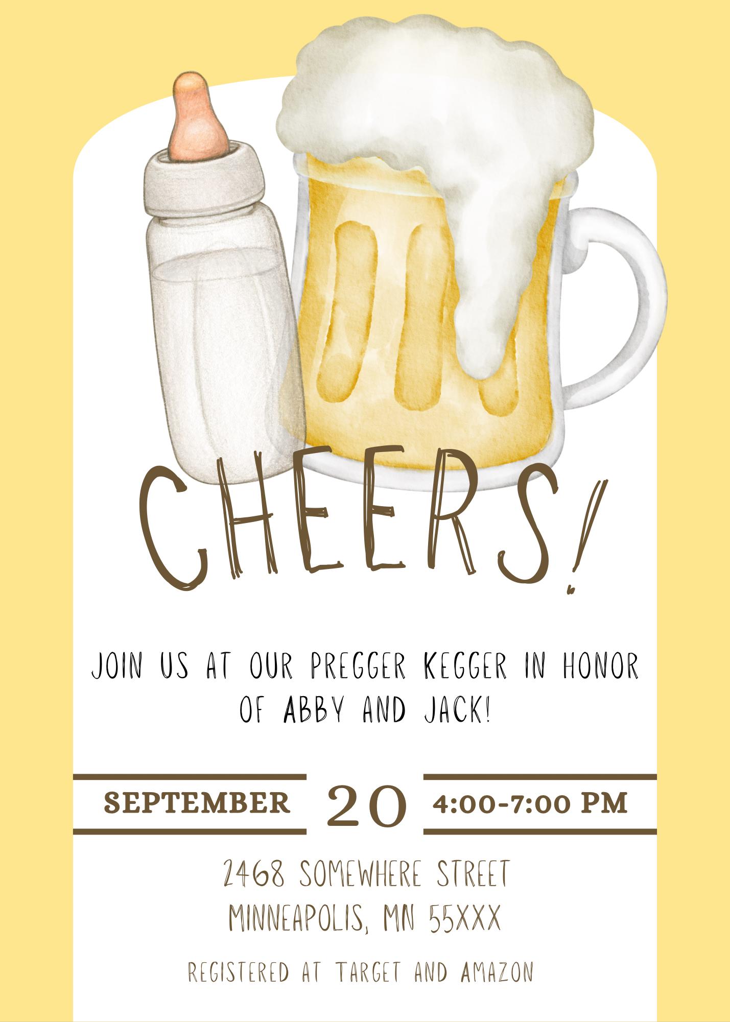Cheers! Pregger Kegger Invitation Template - Etsy
