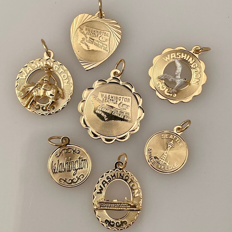 Vintage 12k Gold Filled Seattle Washington Charms - Etsy