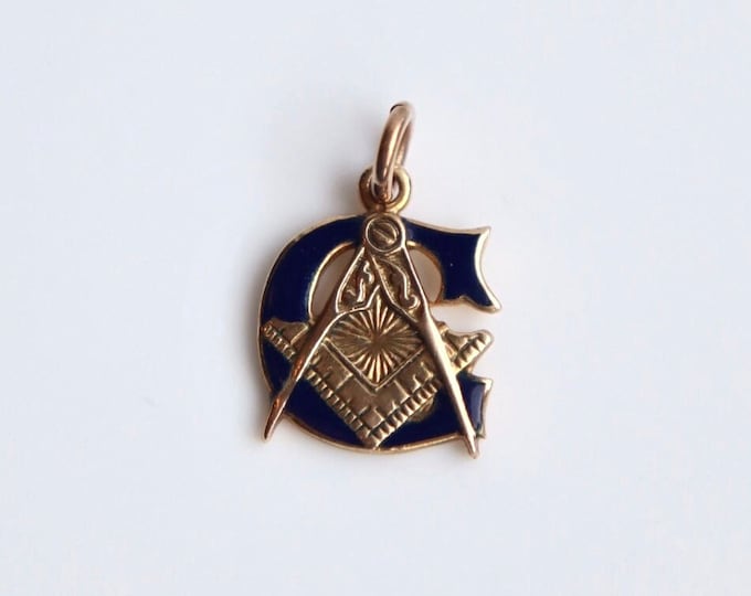 10k Gold Masonic Enamel ‘G’ Charm - Etsy