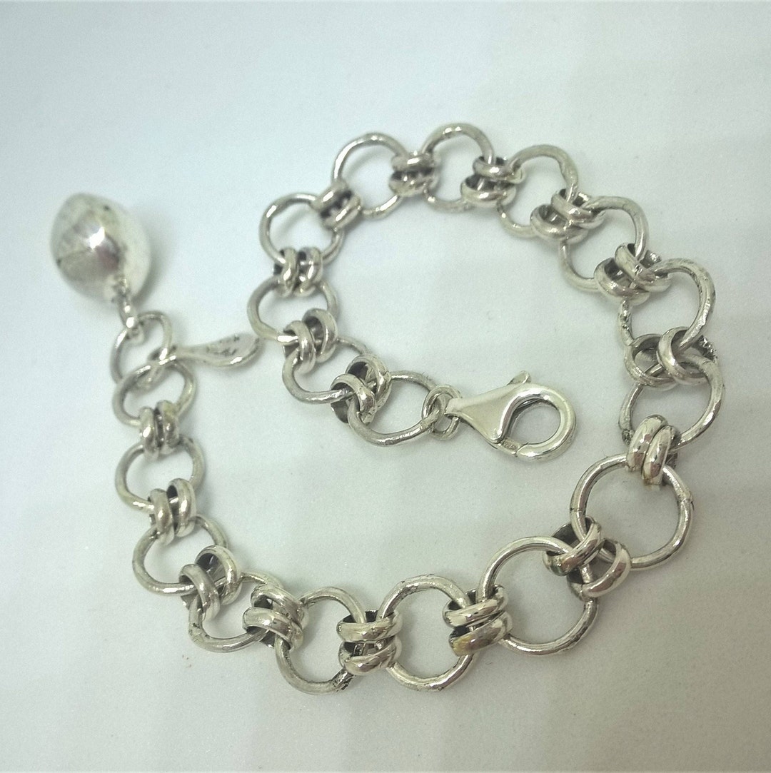 Chain Link Bracelet Solid Sterling Silver, Handmade Artisan Jewelry ...