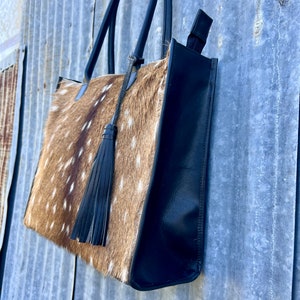 NEW!! HUGE Axis Deer Hide Tote - Laptop Bag - Damn Big Purse! - Etsy