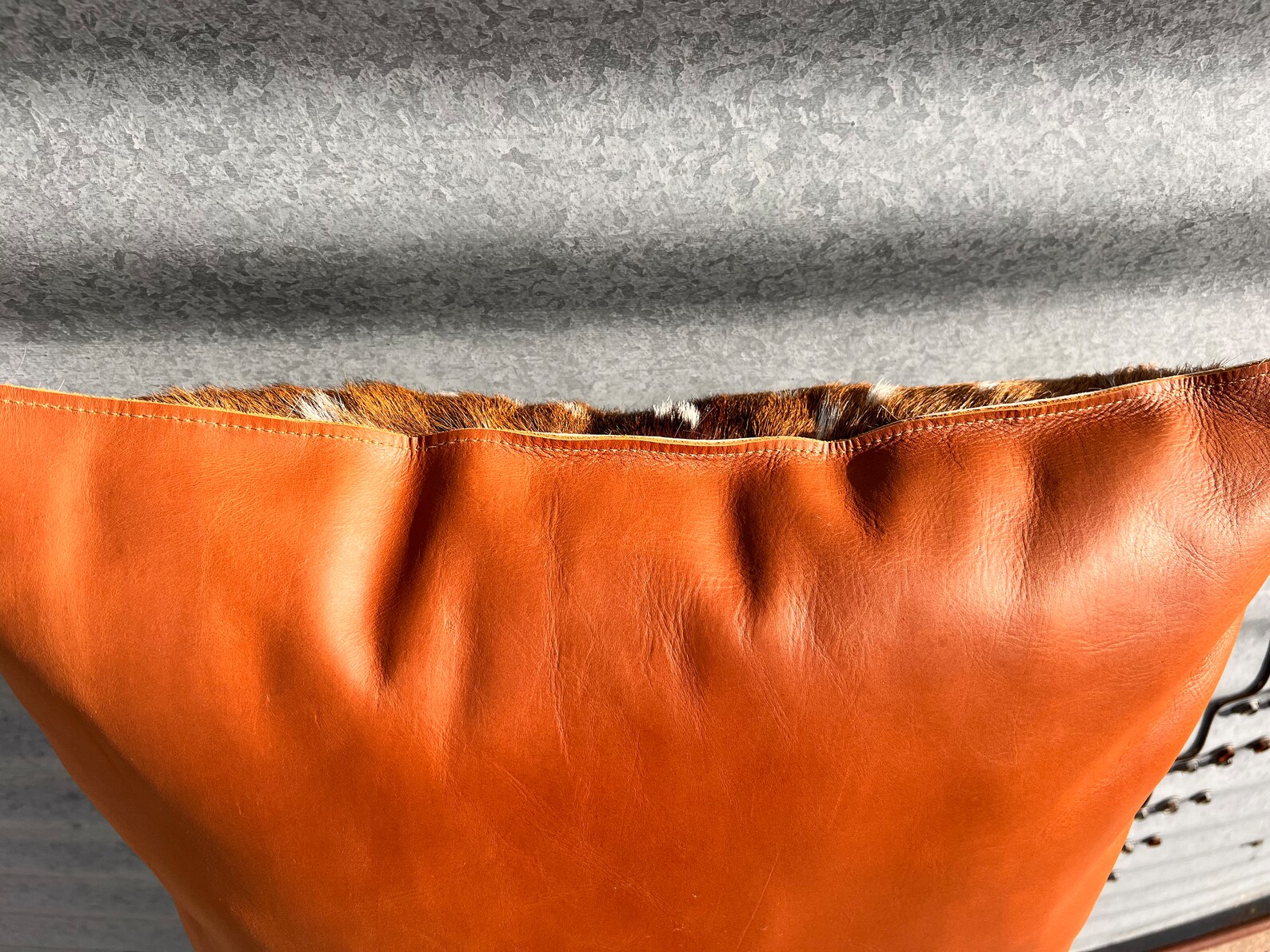 HUGE Square Premium South Texas Axis Deer Hide & Rustic Leather Pillow ...