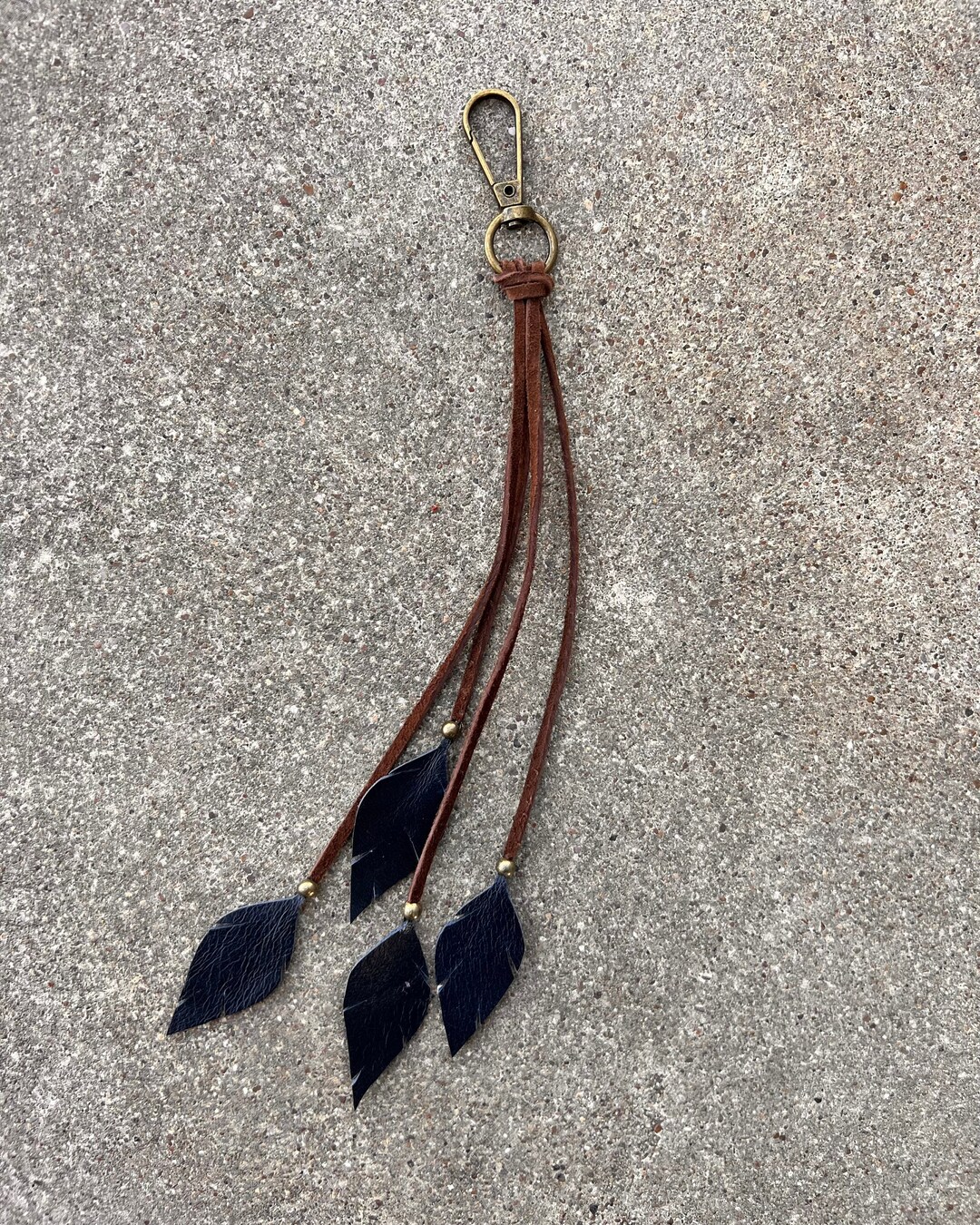 Taupe and Blue Leather Leaf Purse Charm/keychain With Adorable Hand ...
