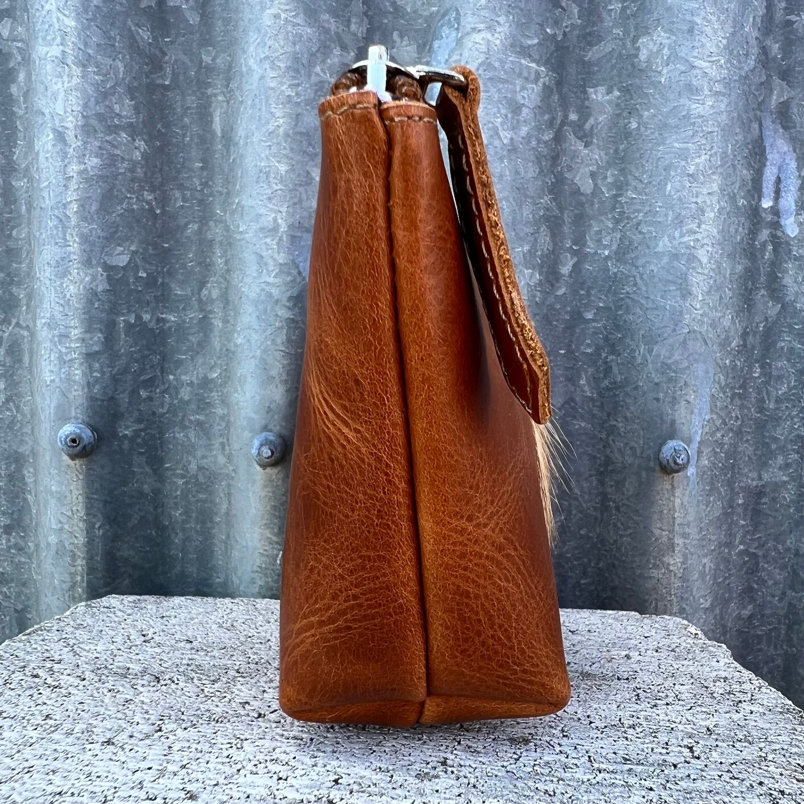 NEW! Rustic Weathered Leather and South Texas Axis Deer Hide Pouch - Etsy