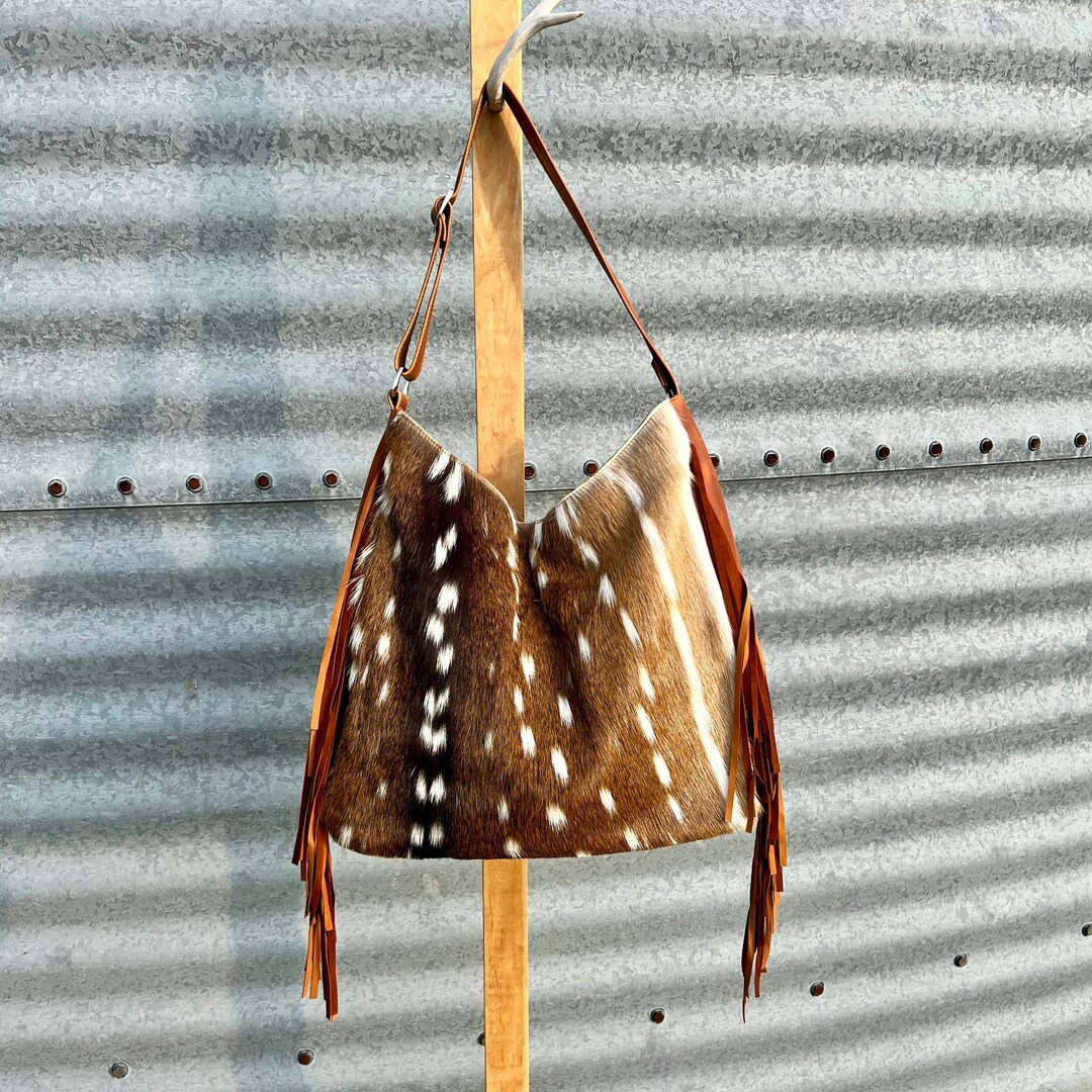 NEW HUGE South TX Axis Deer Hide Slouch Bag Premium Deer - Etsy