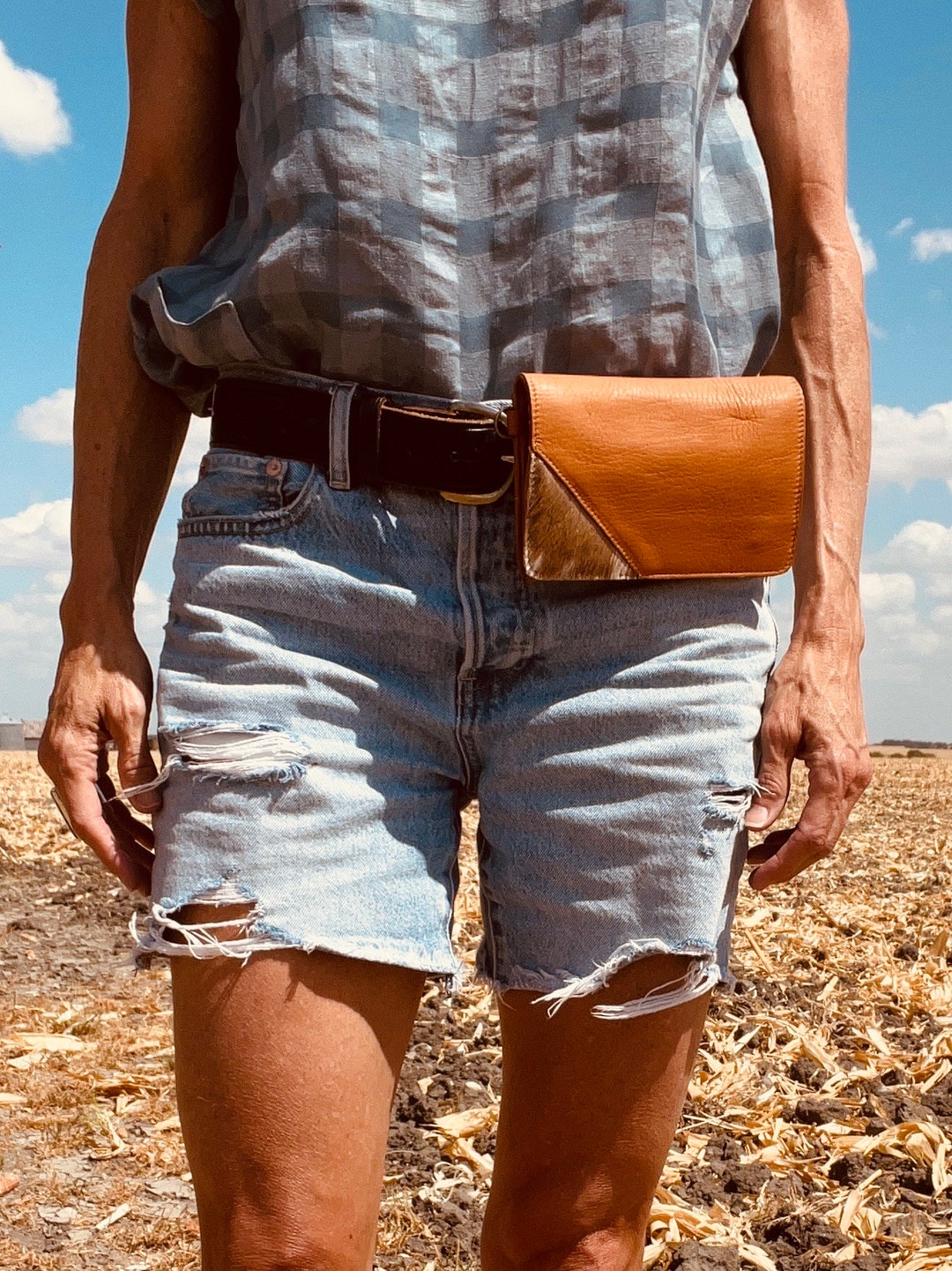 NEW! Axis Deer Hide and Leather Belt Bag/wristlet - Etsy