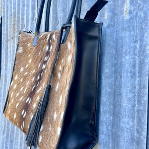 NEW!! HUGE Axis Deer Hide Tote - Laptop Bag - Damn Big Purse! - Etsy
